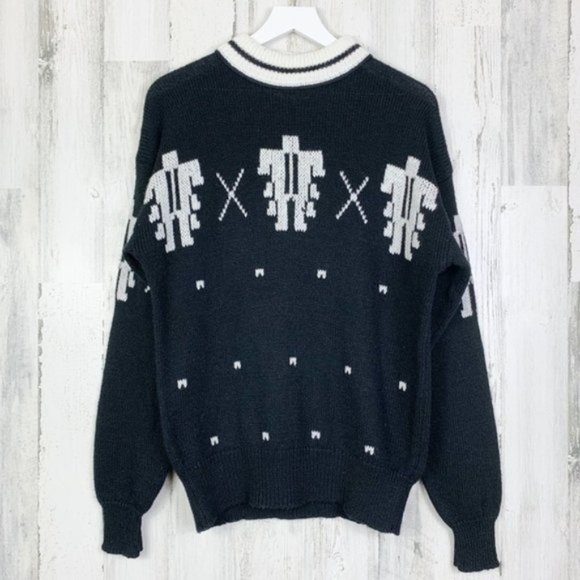 Vintage | Sweaters | Vintage 8s Aztec Burning Man Oversized Sweater ...